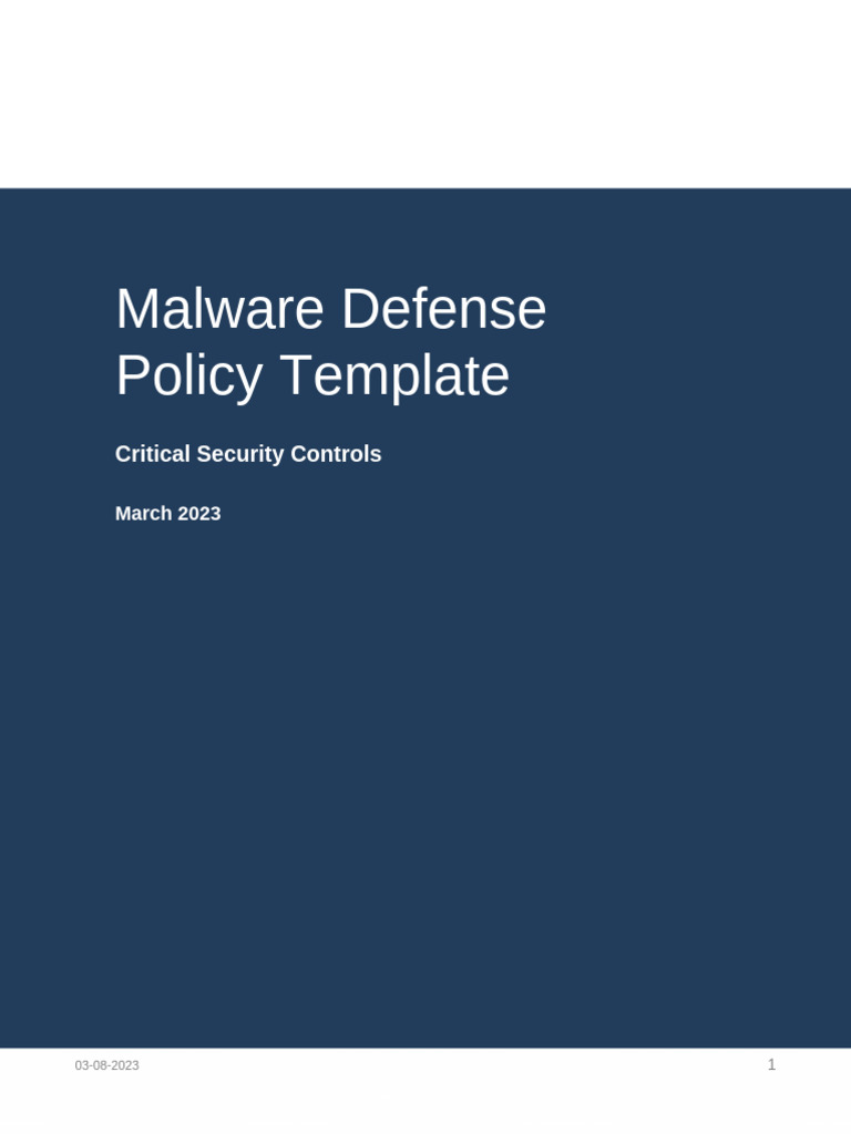 Malware Defense Policy Template For CIS Control 10 | PDF | Malware ...