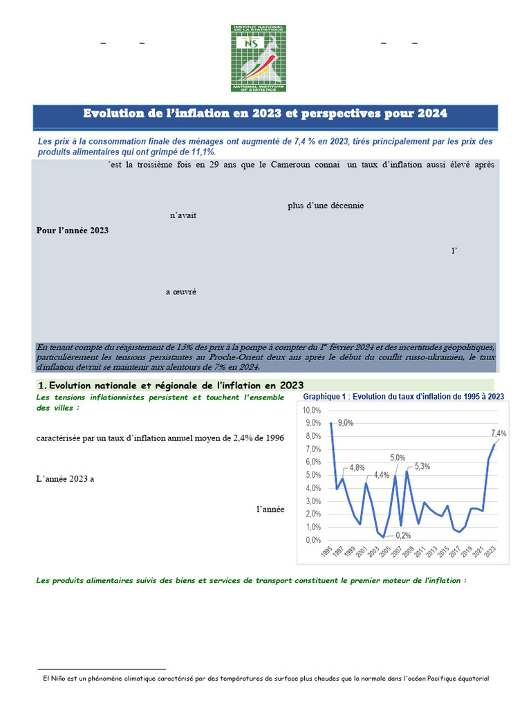 Note De Synthese Sur Linflation 2023 1 Pdf