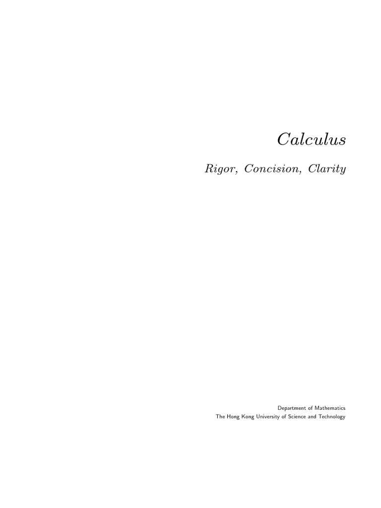 Calculus Rigor Concision Clarity | PDF