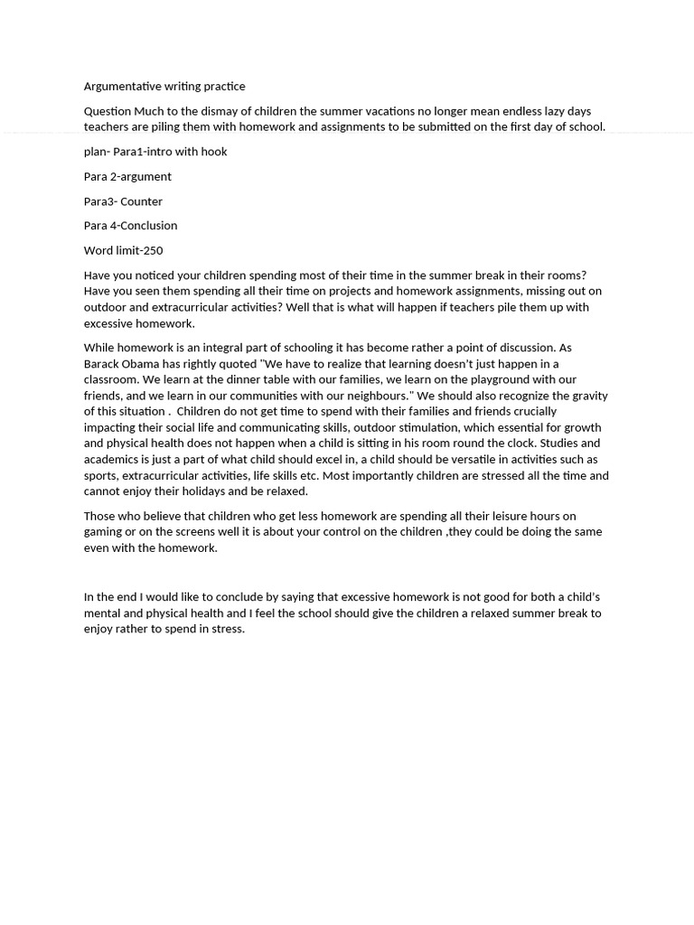 Argumentative writing practice | PDF