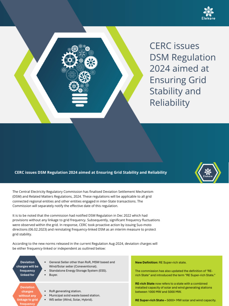 CERC DSM Regulation 2024 Overview | PDF | Electrical Grid | Science ...