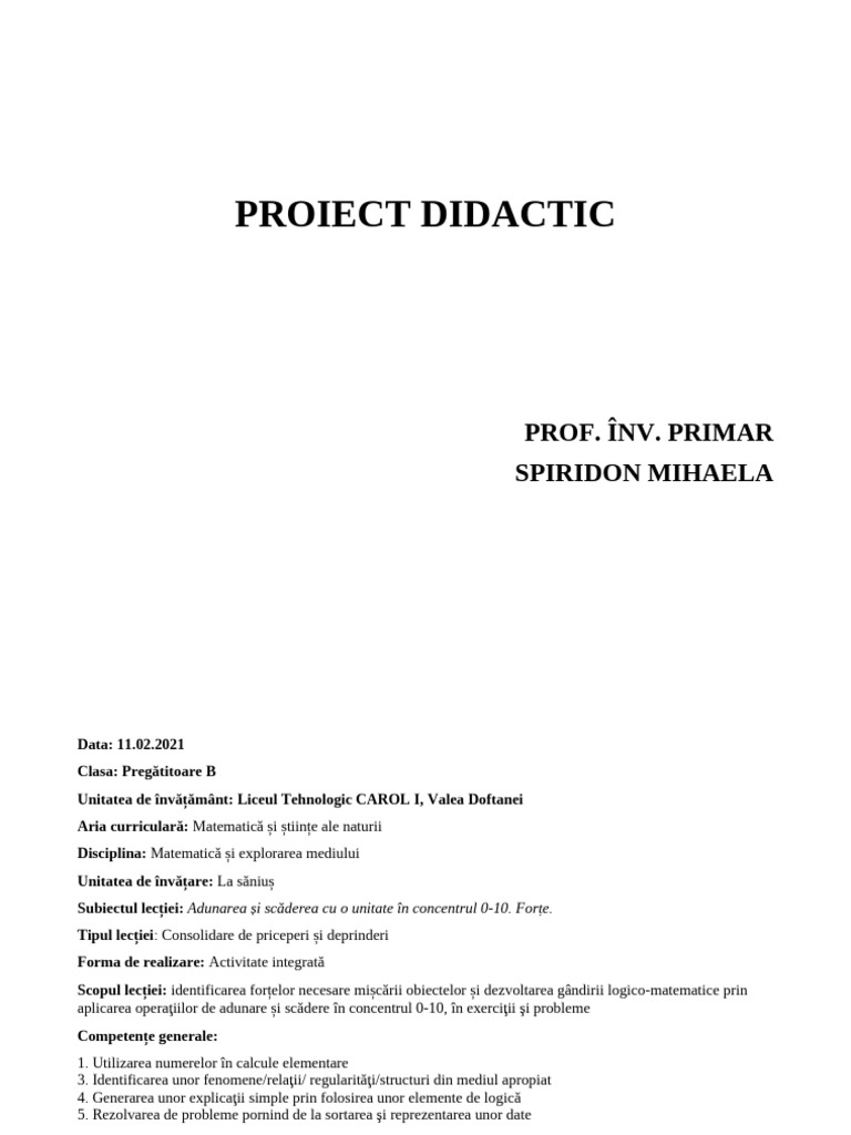 Proiect Didactic Is Mem | PDF