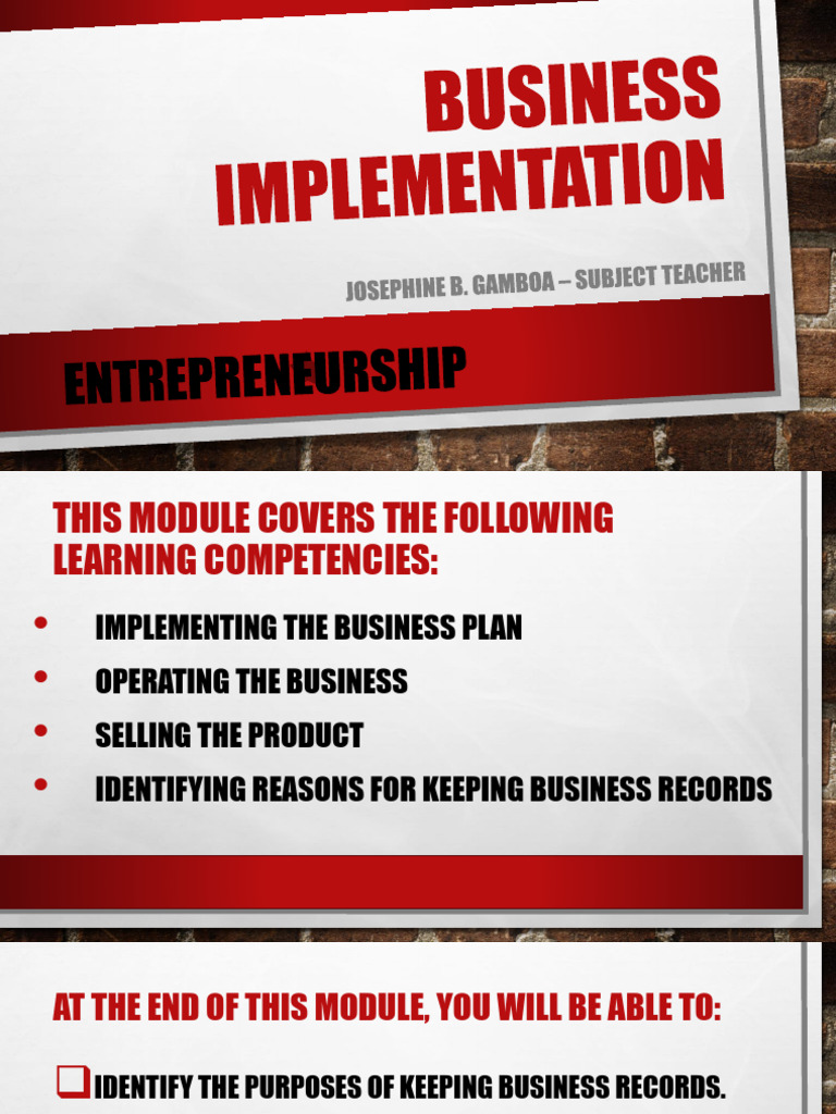 Business Implementation | PDF