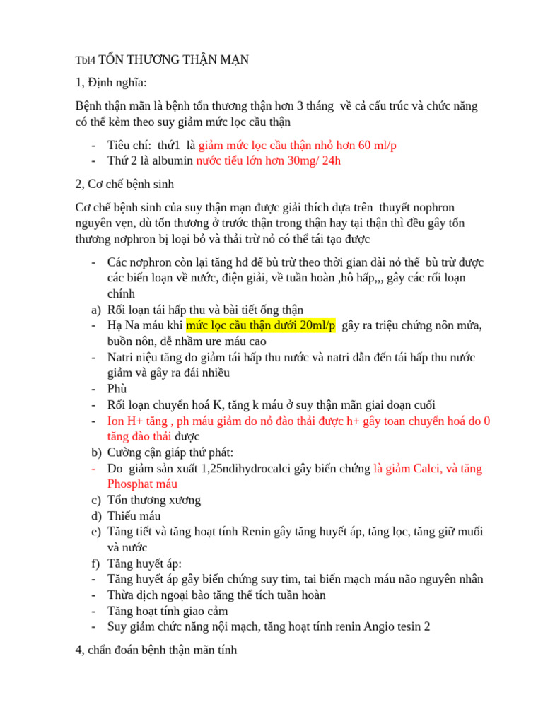 Tbl4 TỔN THƯƠNG THẬN MẠN | PDF