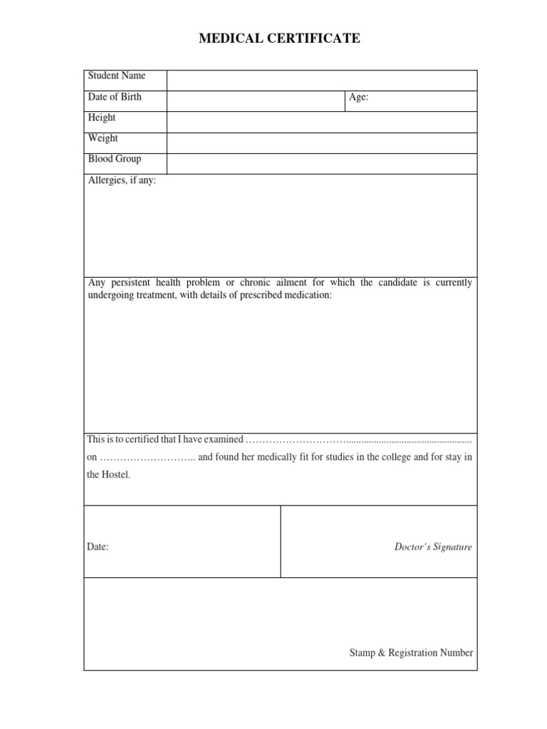 Medical Certificate | PDF