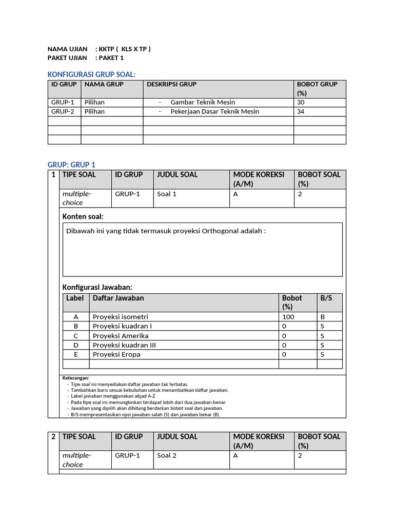 Template 50 Soal GTM Genap X (23-24) | PDF