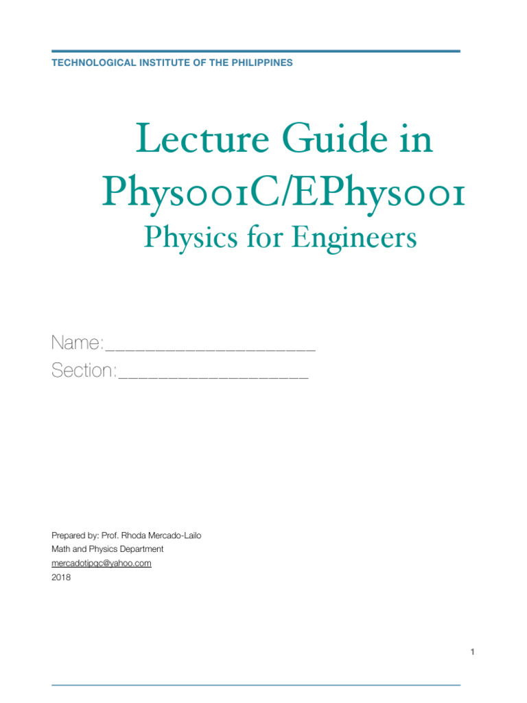 Lecture_Guide_Phys001C-1 (1) | PDF