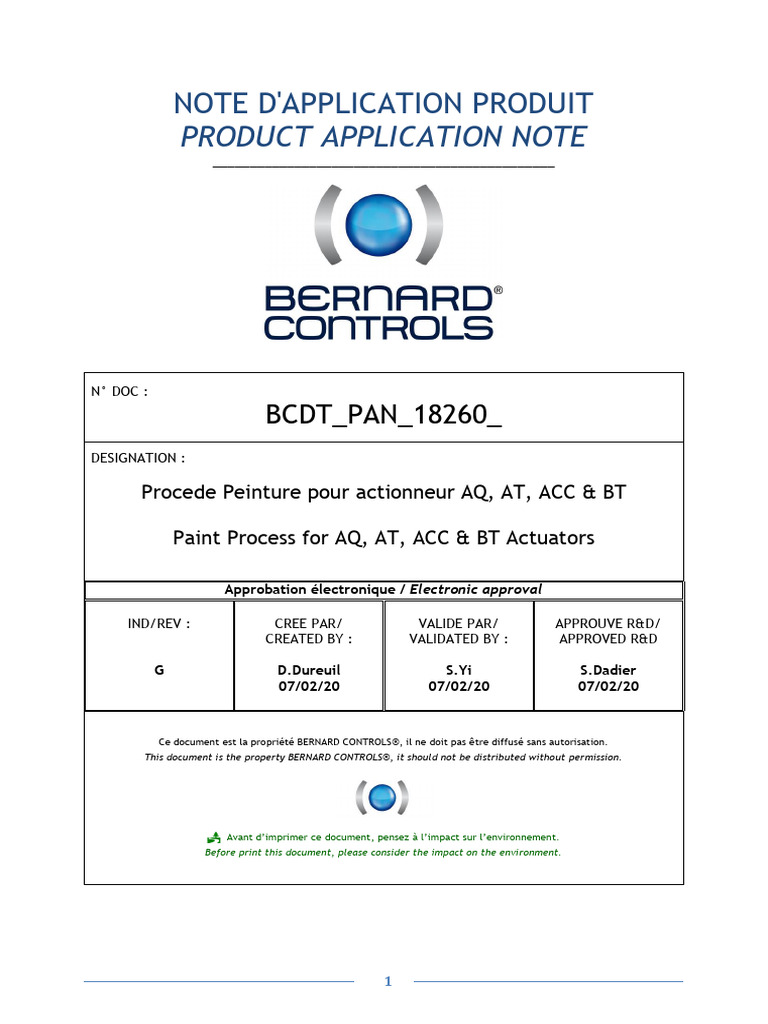 BCDT - PAN - 18260 - Paint Process For AQ, AT, ACC & BT Actuators | PDF ...