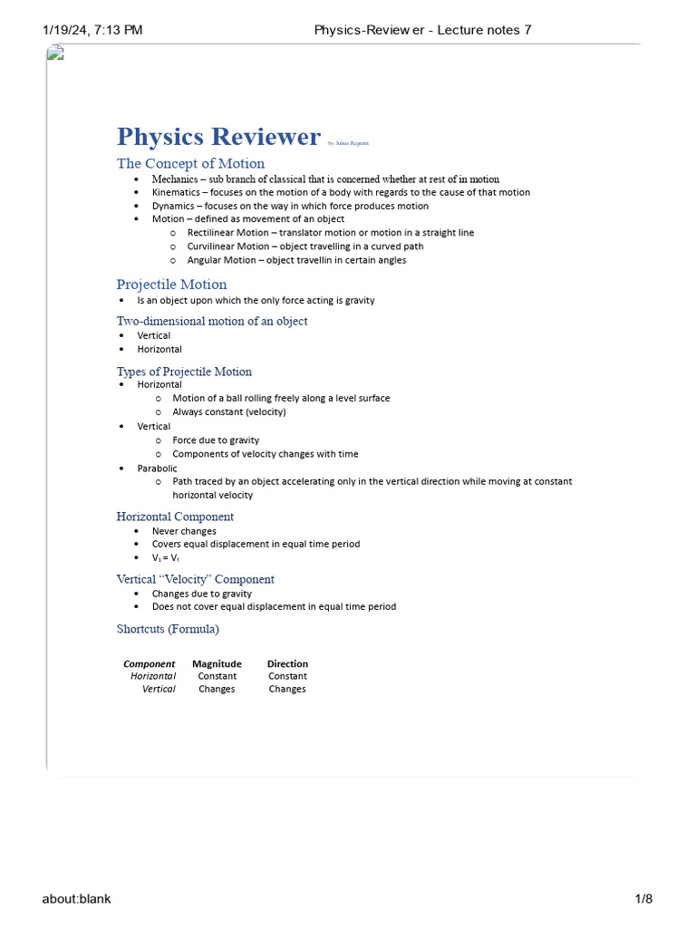 Physics Reviewer Lecture Notess | PDF