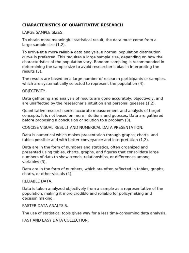 Notes On The Characteristics of Quantitative Research | PDF