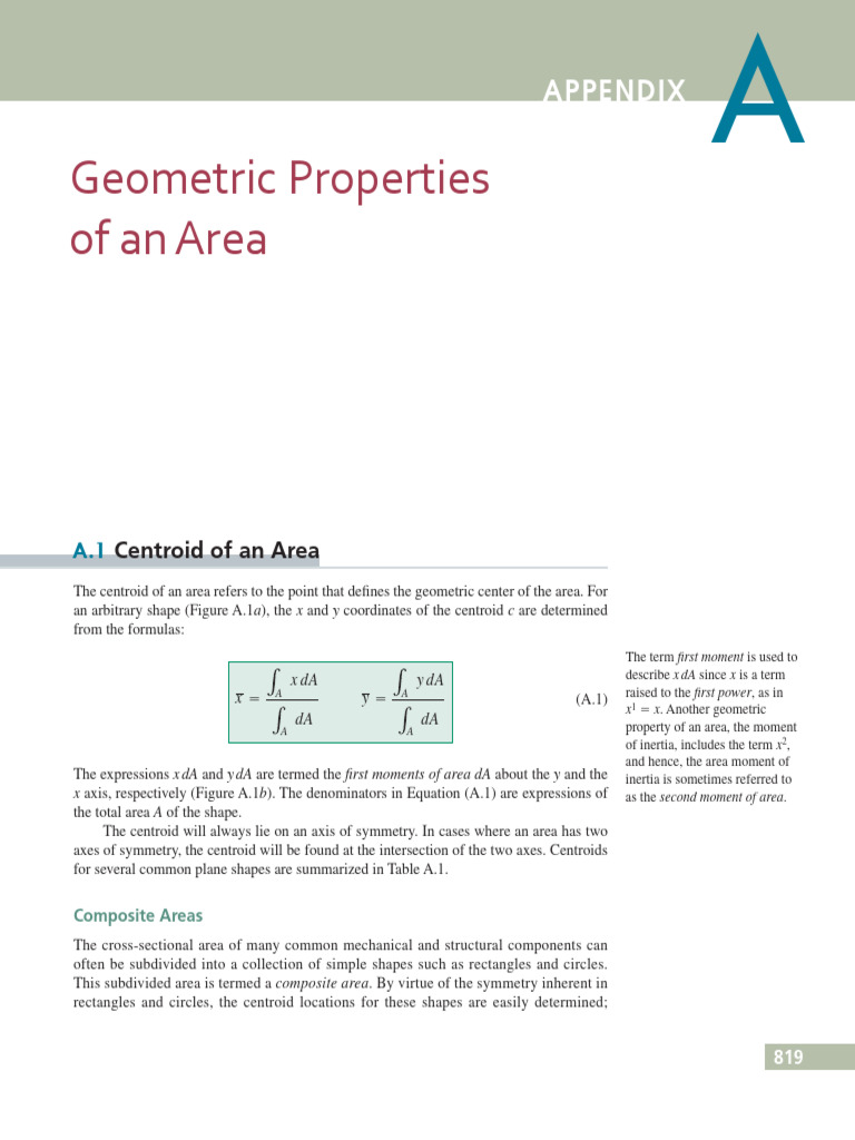 Appendix A. Geometric Proporties of An Area | PDF | Area | Cartesian ...