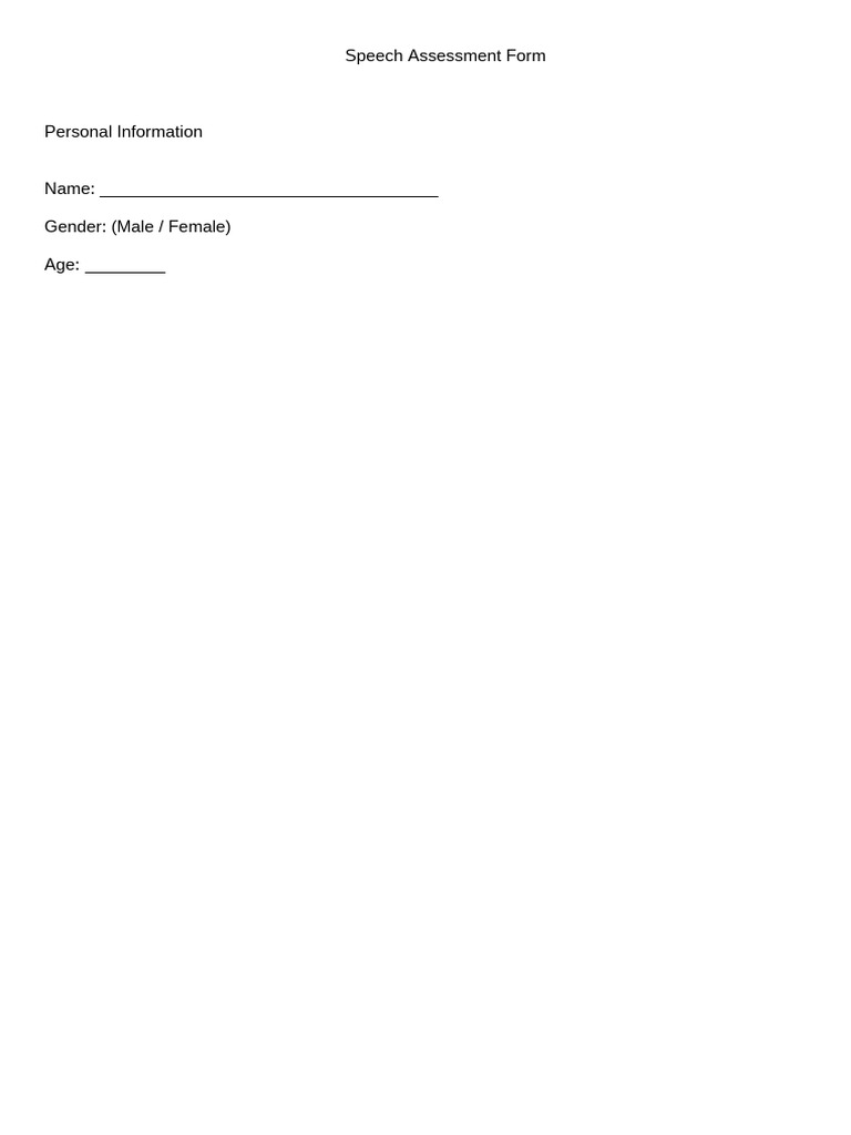 Speech Assessment Form PDF