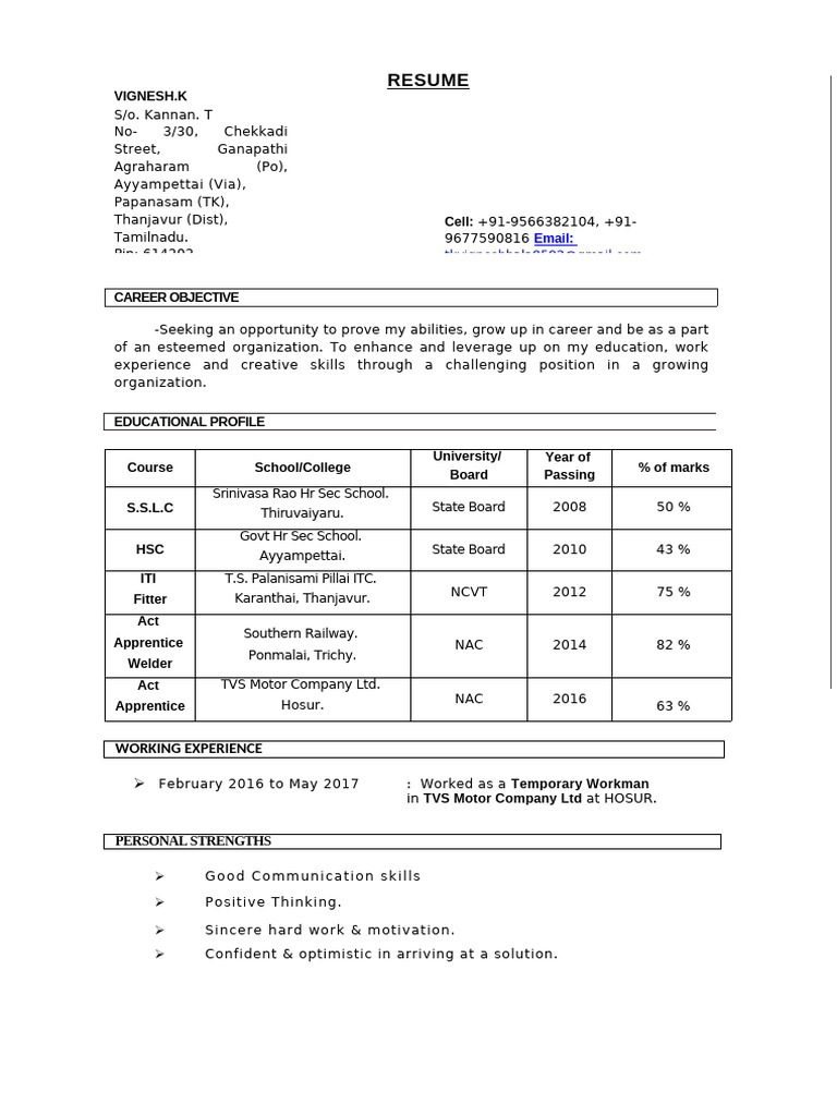 Vignesh Resume | PDF