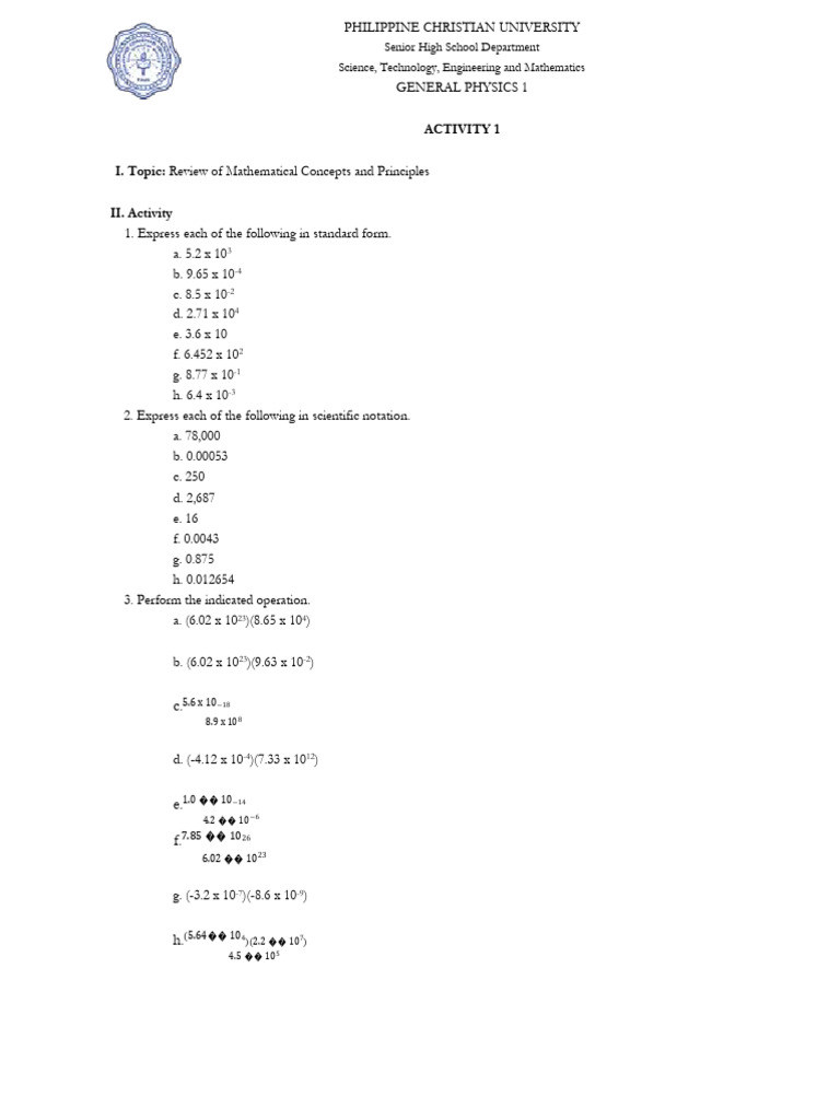 General Physics Activity 1 | PDF