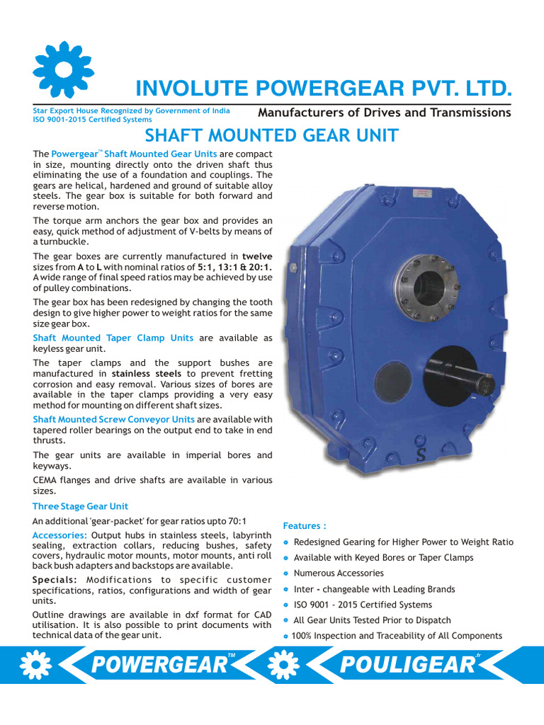 Shaft Mounted Gear Units - 2019 | PDF