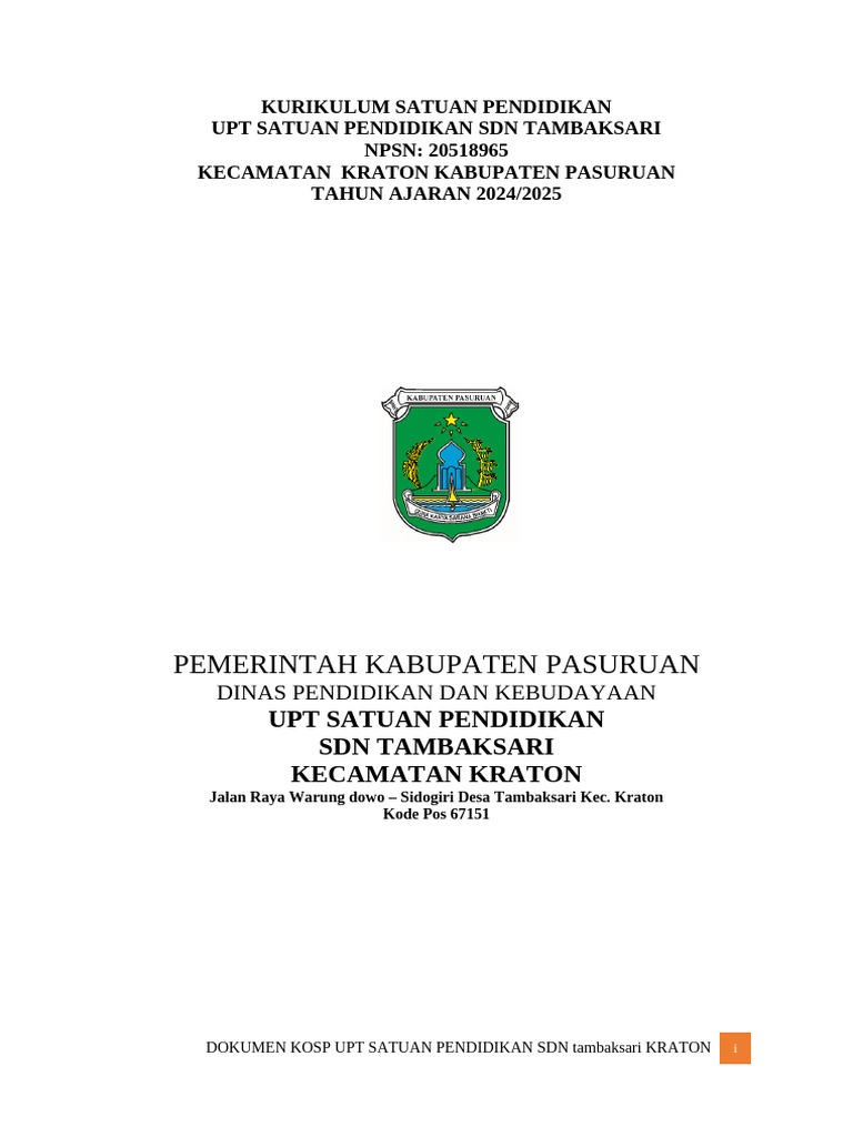 SDN Tambaksari Draf | PDF