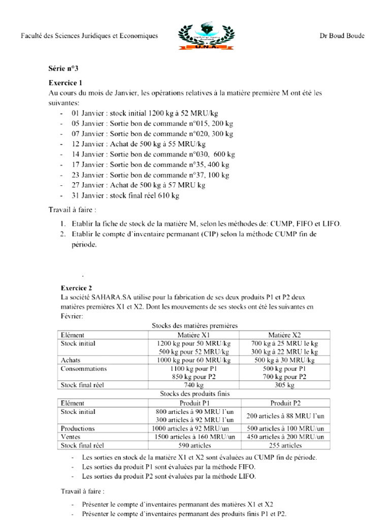 Correction Sèrie 3 PROF TAHA YACINE Comptabilité Analytique | PDF