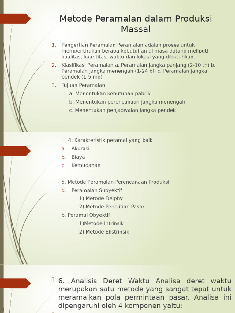 Metode Peramalan Dalam Produksi Massal Kelas 12 | PDF