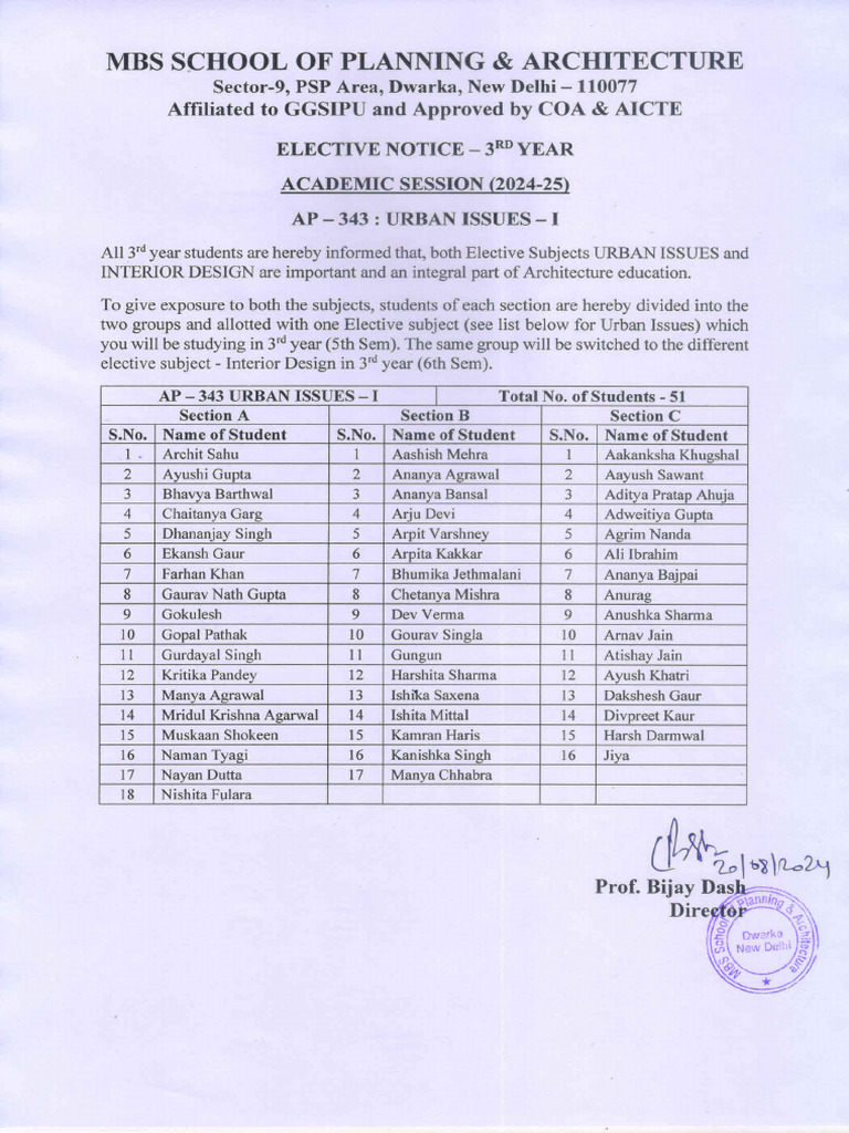 Elective Notice 3rd Year - Academic Session 2024-25 | PDF