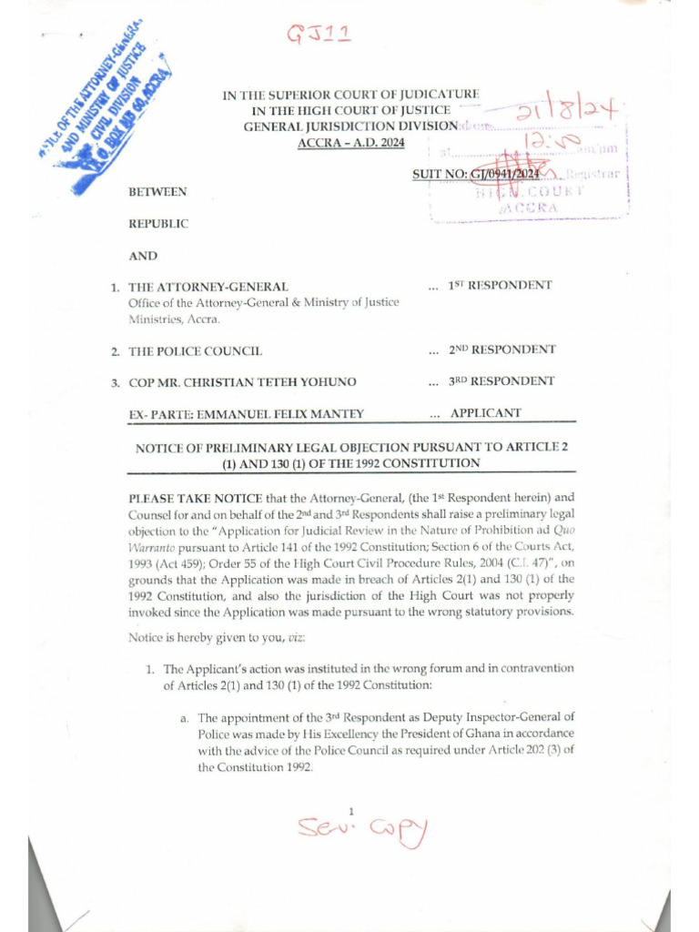 Akufo-Addo Makes U-Turn Yohonu Only Dep IGP Not in Charge of Operations ...