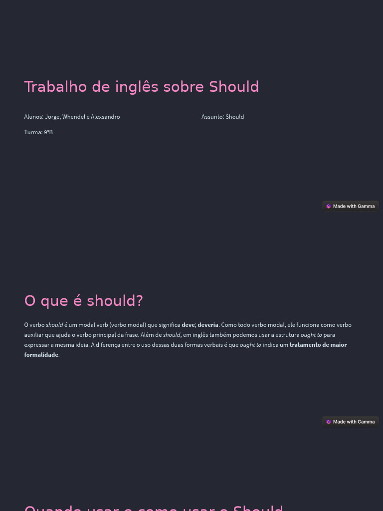 Trabalho de Ingles Sobre Should | PDF