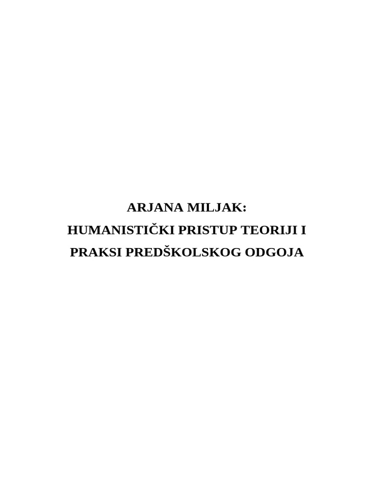 ARJANA MILJAK - Humanistički Pristup Teoriji I Praksi | PDF