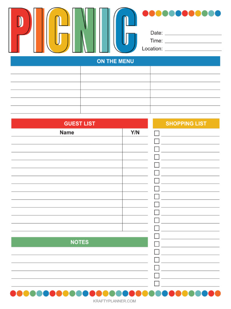 Picnic Planner | PDF