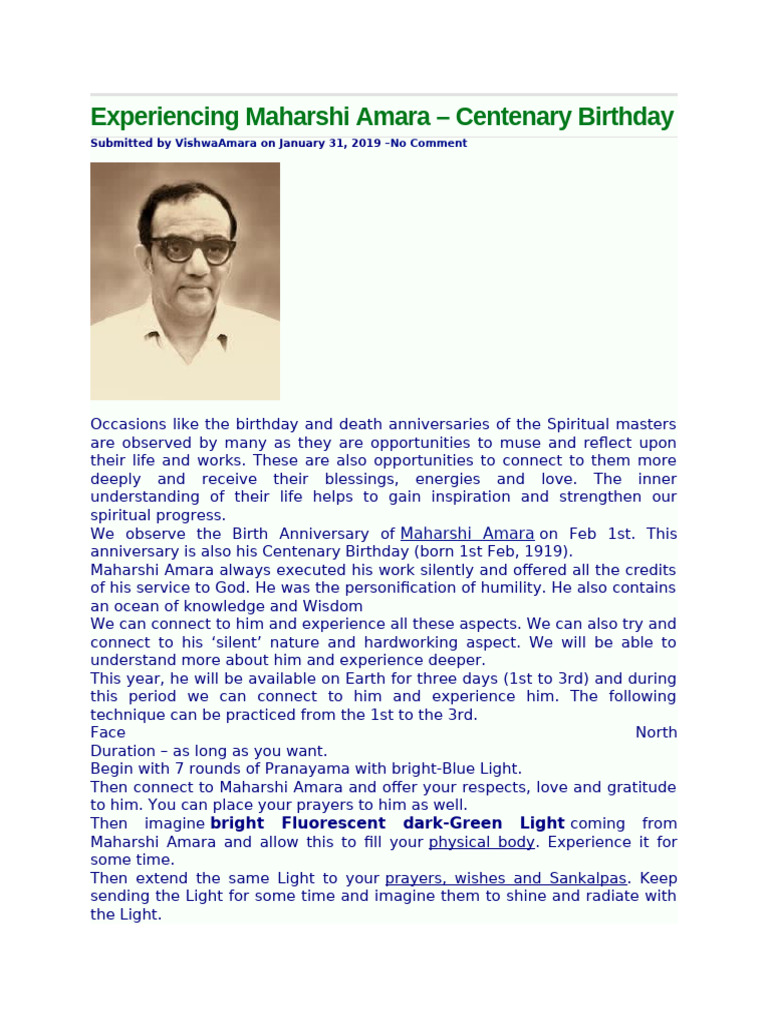 Experiencing Maharshi Amara | PDF