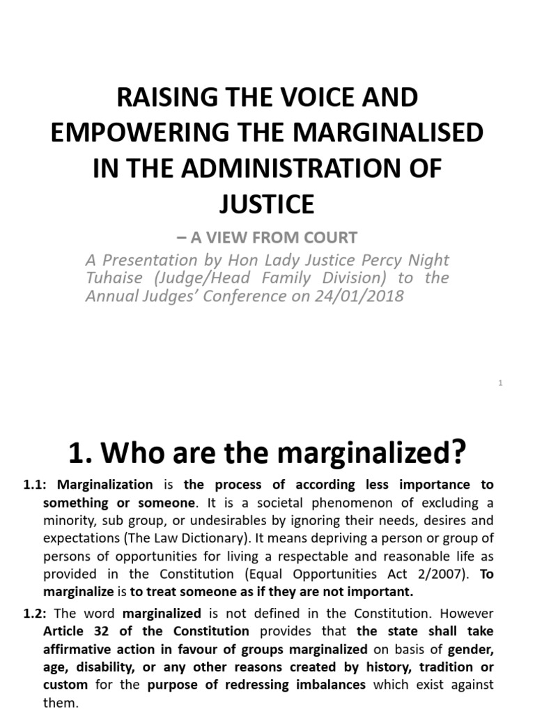 Raising The Voice and Empowering The Marginalized in The Administration ...