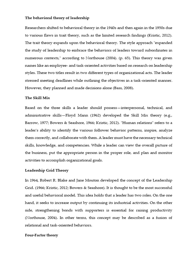 2nd Summerized Behavioral Theory Of Leadership PDF