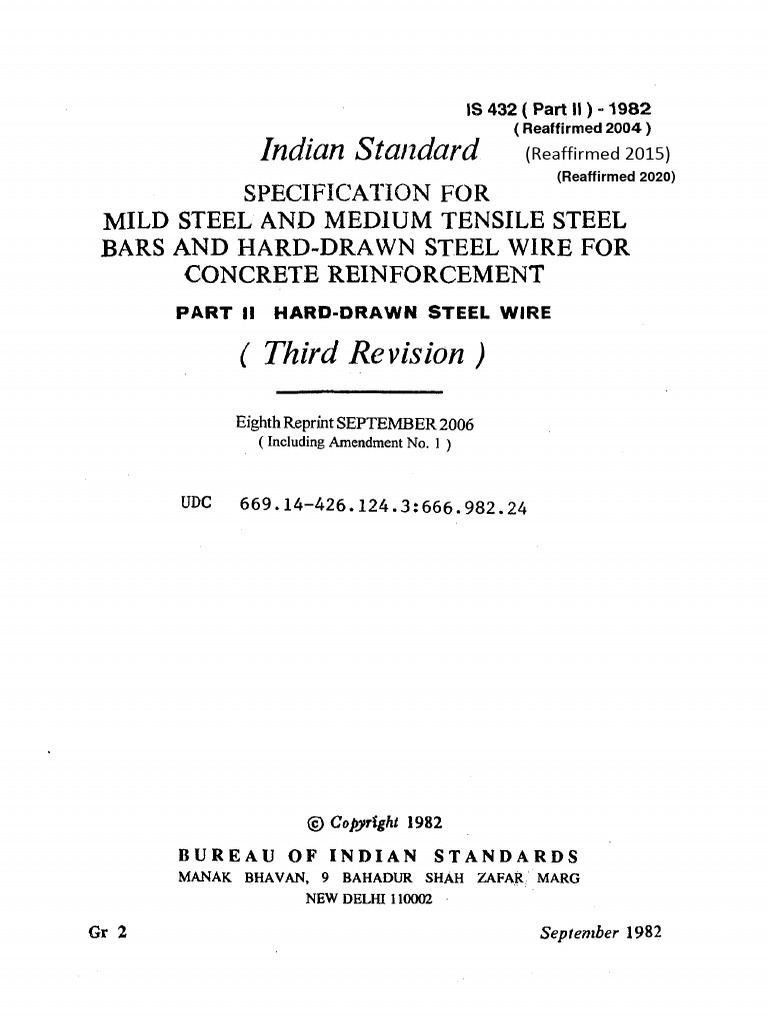 IS 432 - Part 2 - 1982 (Reaffirmed 2020) | PDF