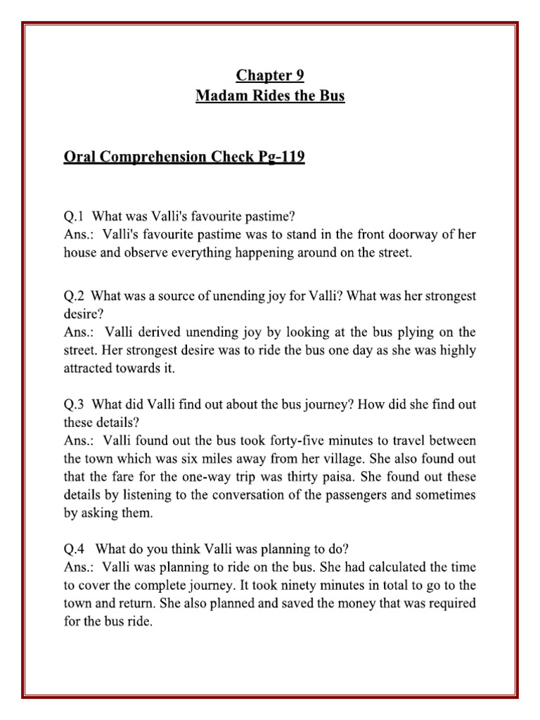 EXERCISE - Madam Rides The Bus | PDF