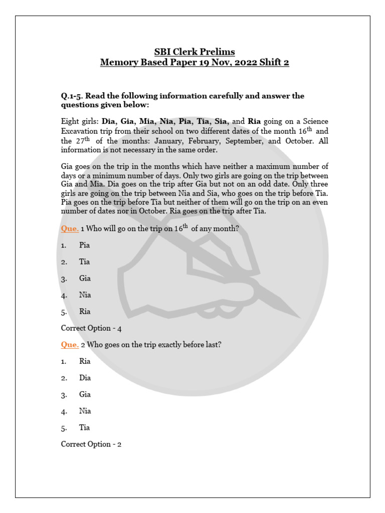 SBI Clerk Prelims Memory-Based Paper 2022 | PDF | Languages | Language ...