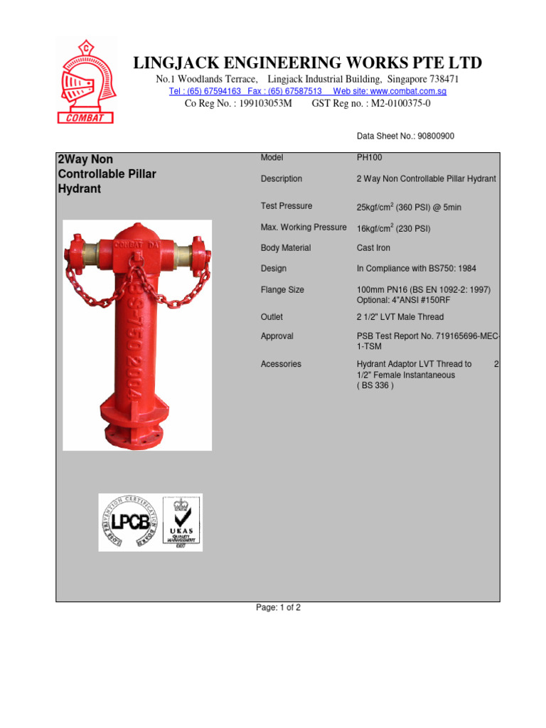 2way Non Controllable Pillar Hydrant PH100 Catalogue Final | PDF