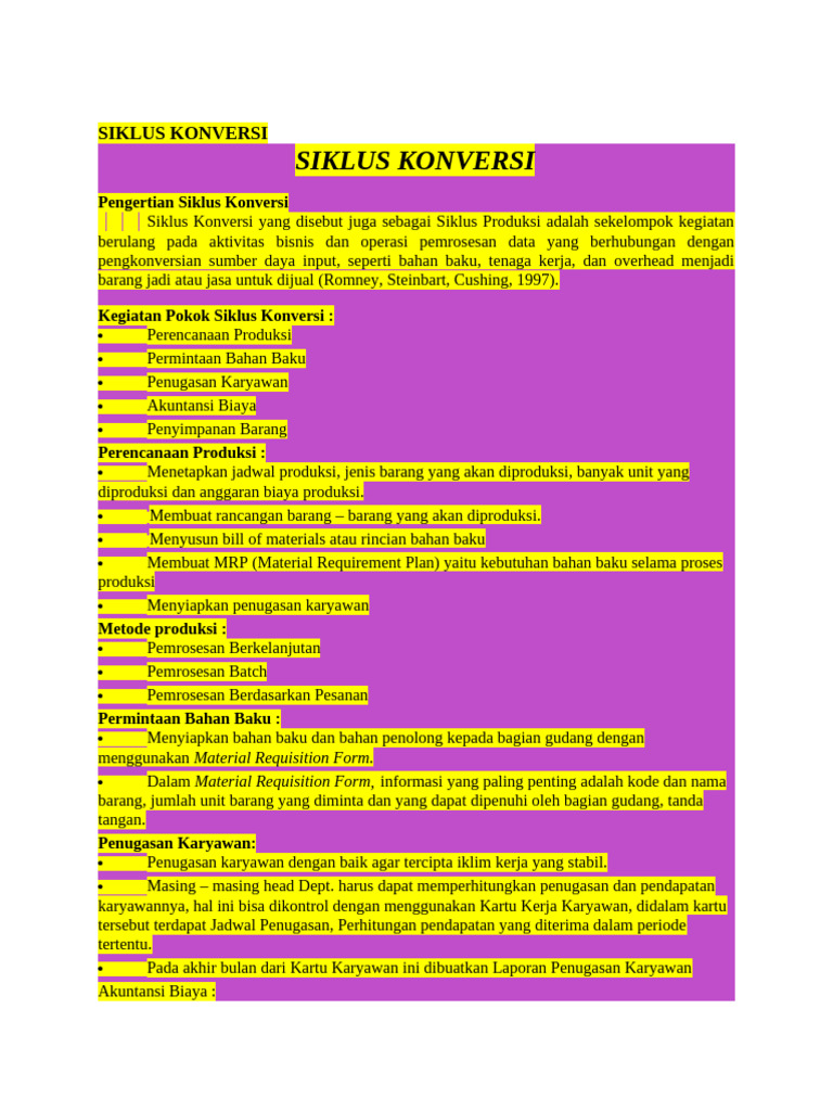Siklus Konversi - Siklus Produksi | PDF