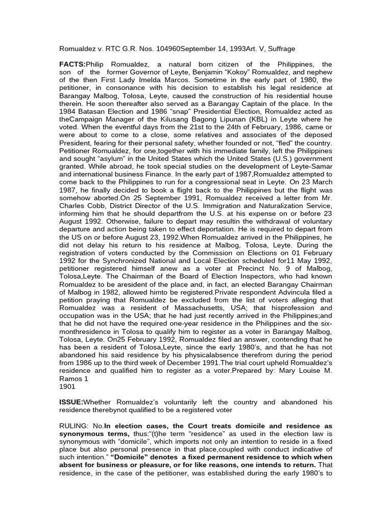 Romualdez v. RTC | PDF