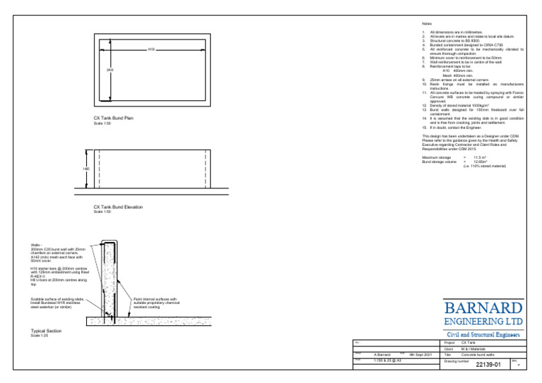 Drawing of Tank Bund | PDF
