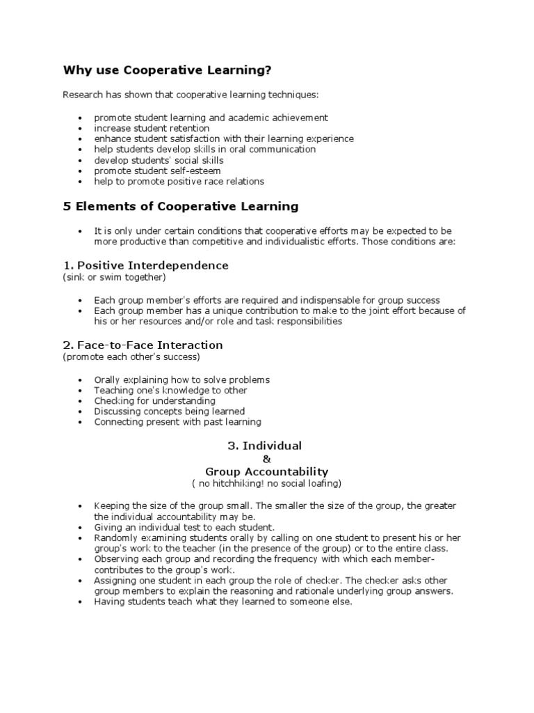 Why Use Cooperative Learning | PDF | Emergence | Education Theory