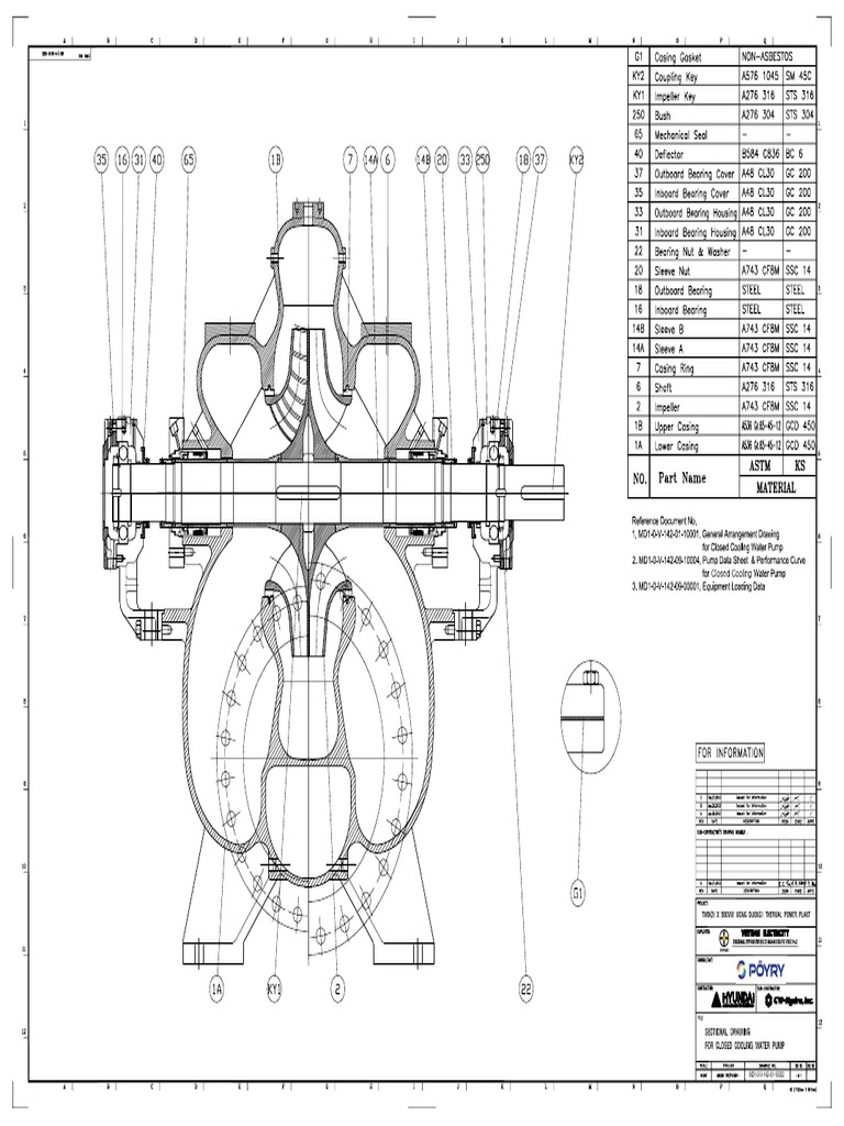 MD1-0-V-142-01-10002, Sectional Drawing For Closed Cooling Water Pump ...