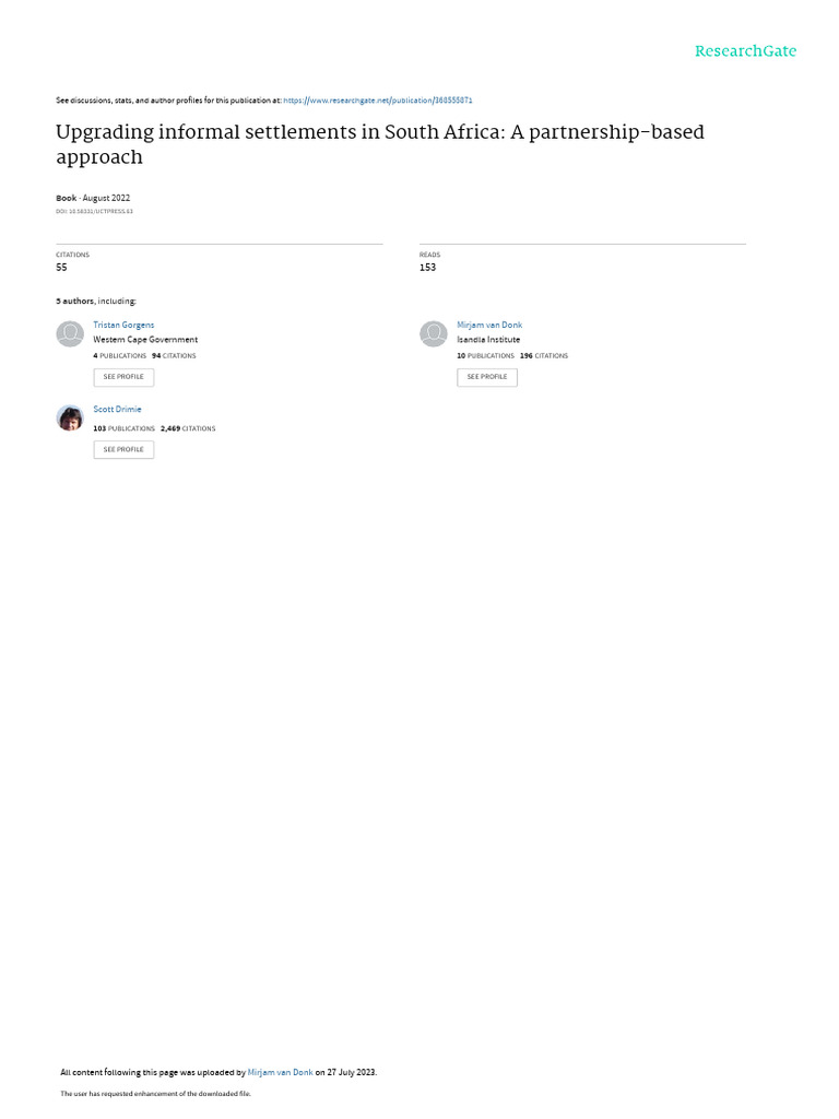 Upgrading Informal Settlements 2016 | PDF