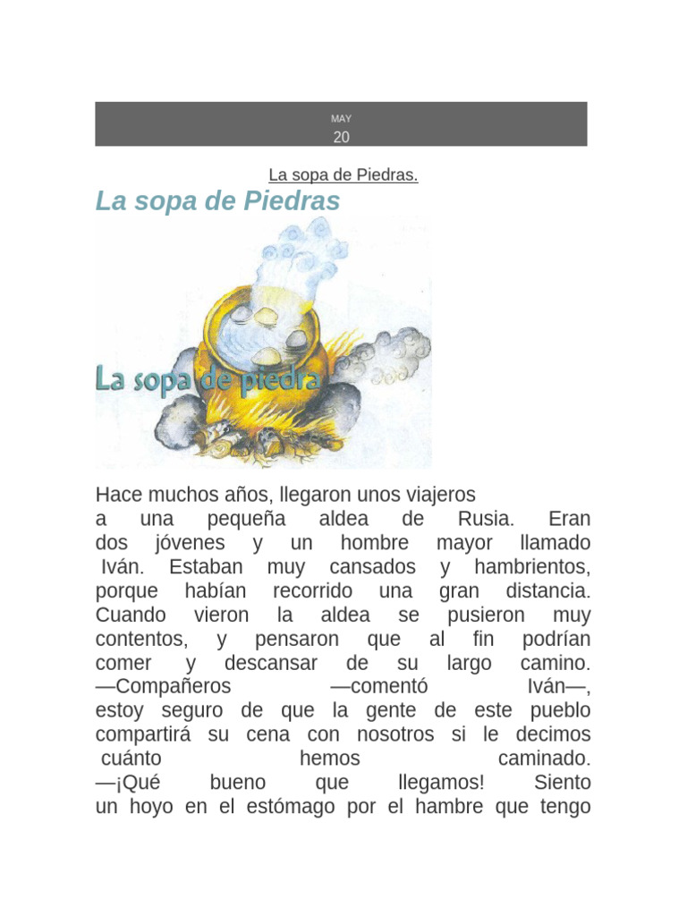 Sopa de Piedra: Lección de Generosidad | PDF