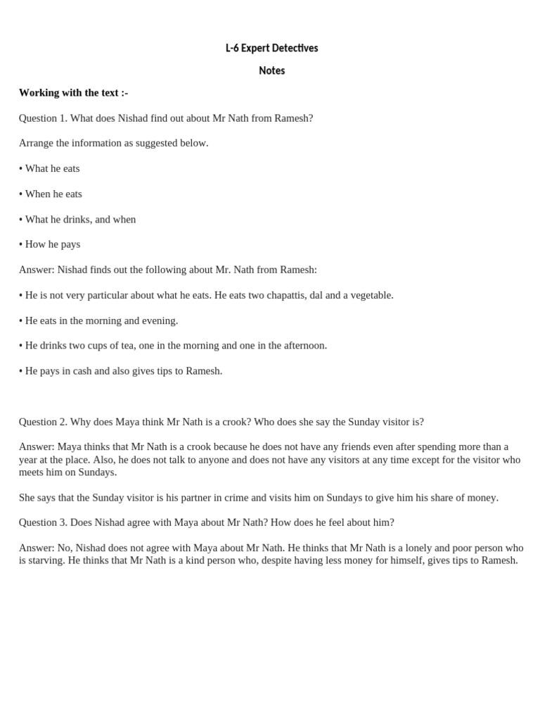 Class 7 L-6 Expert Detectives | PDF