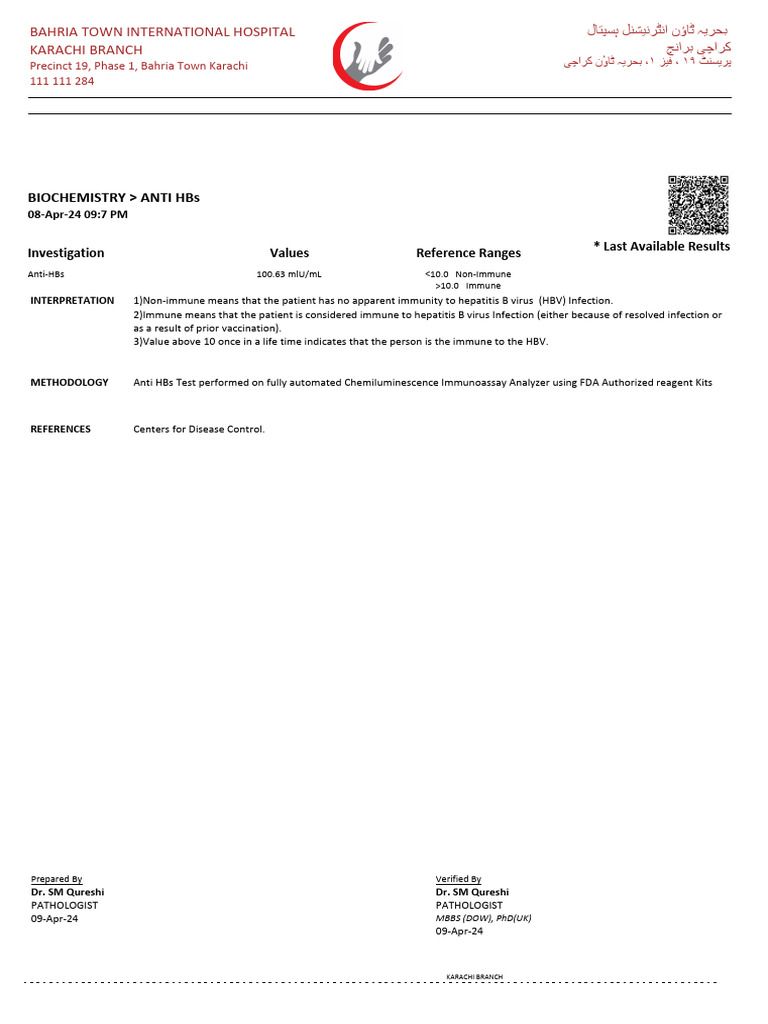 Biochem Anti Hbs | PDF