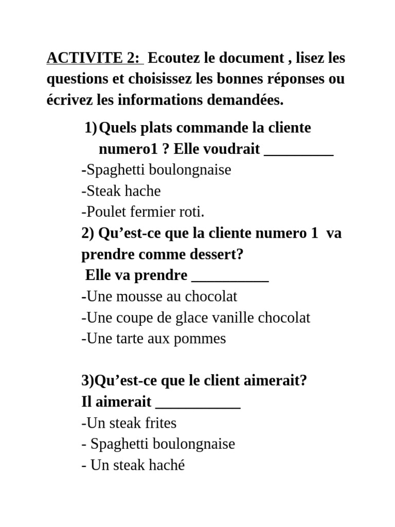 Commander Au Restaurant | PDF