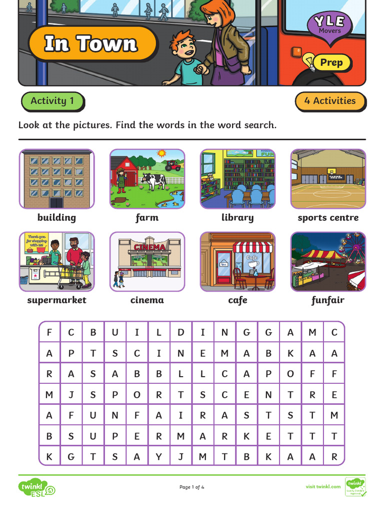 YLE Movers A1 Prep Lesson in Town | PDF