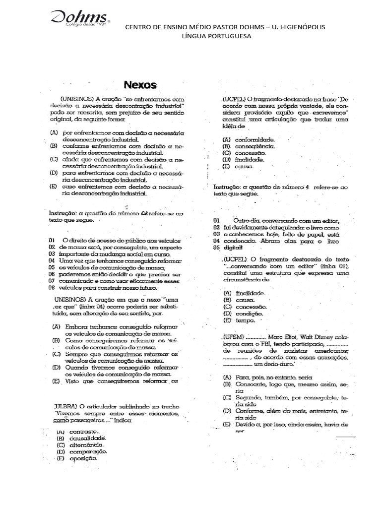 Teste Nexos Objetivo Pdf