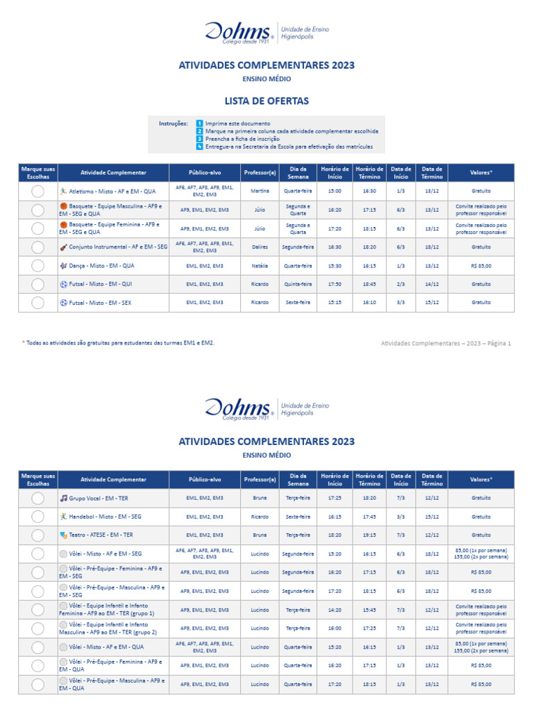 Atividades Complementares | PDF