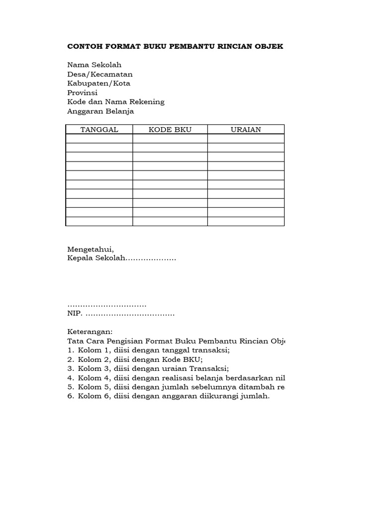 Buku Pembantu Rincian Objek Belanja | PDF