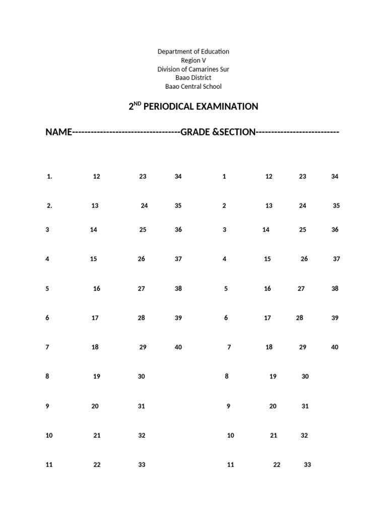 Department of Education Answer Sheet | PDF