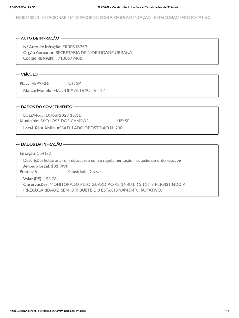 RADAR - Gestão de Infrações e Penalidades de Trânsito | PDF
